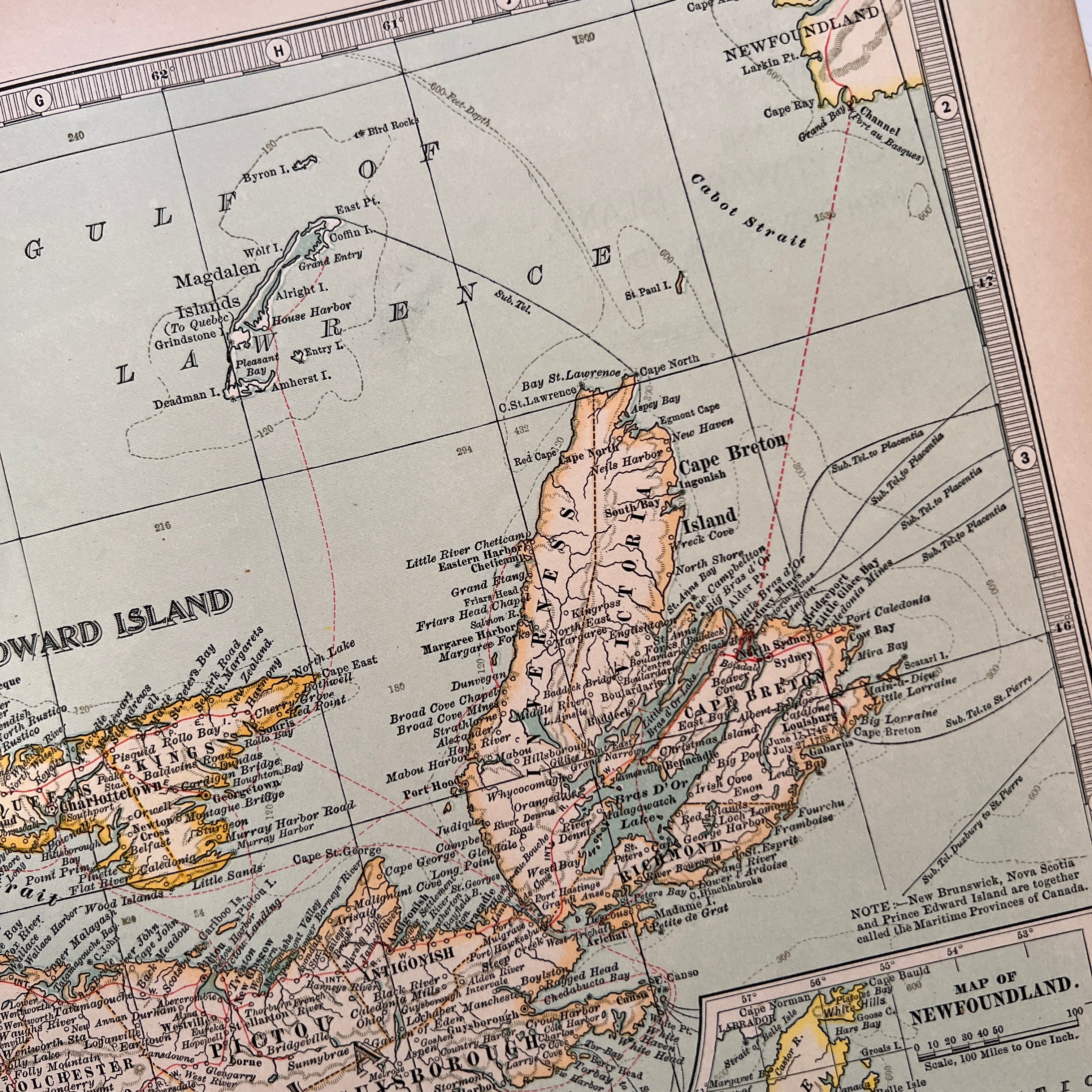 1902 - Map of New Brunswick, Nova Scotia, and Prince Edward Island Wit ...
