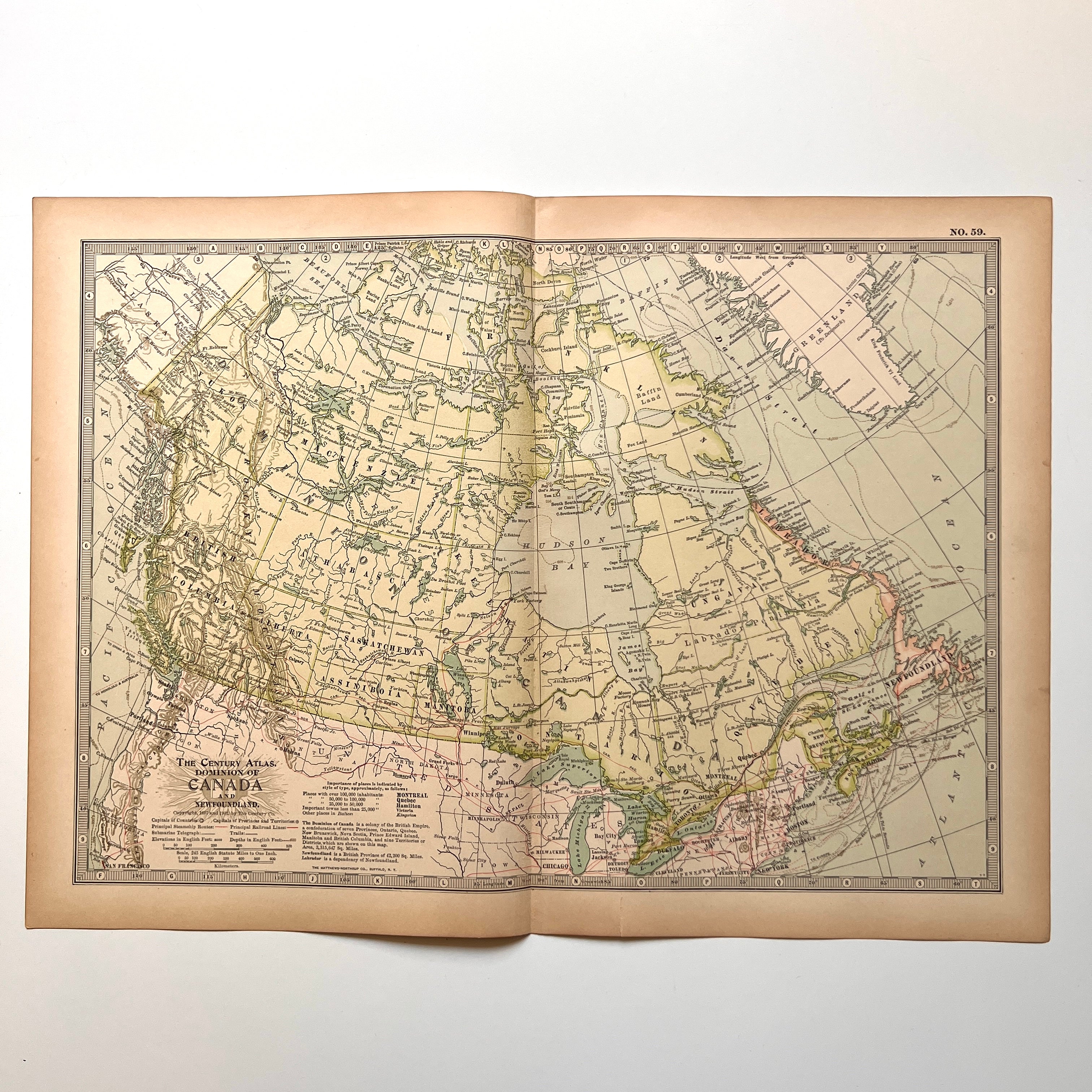 1902 - Map of Dominion of Canada and Newfoundland – Honey Bee Mill