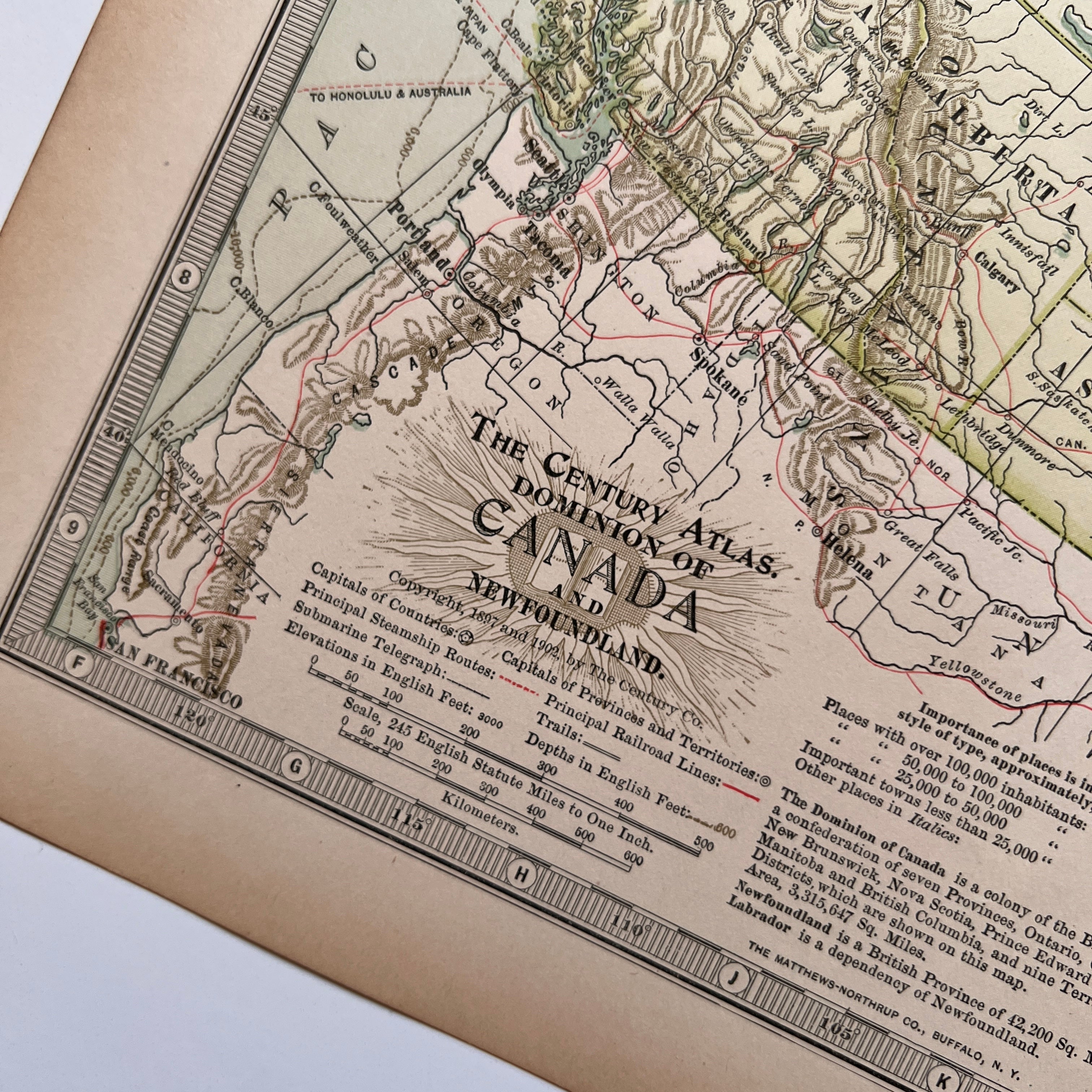1902 - Map of Dominion of Canada and Newfoundland – Honey Bee Mill