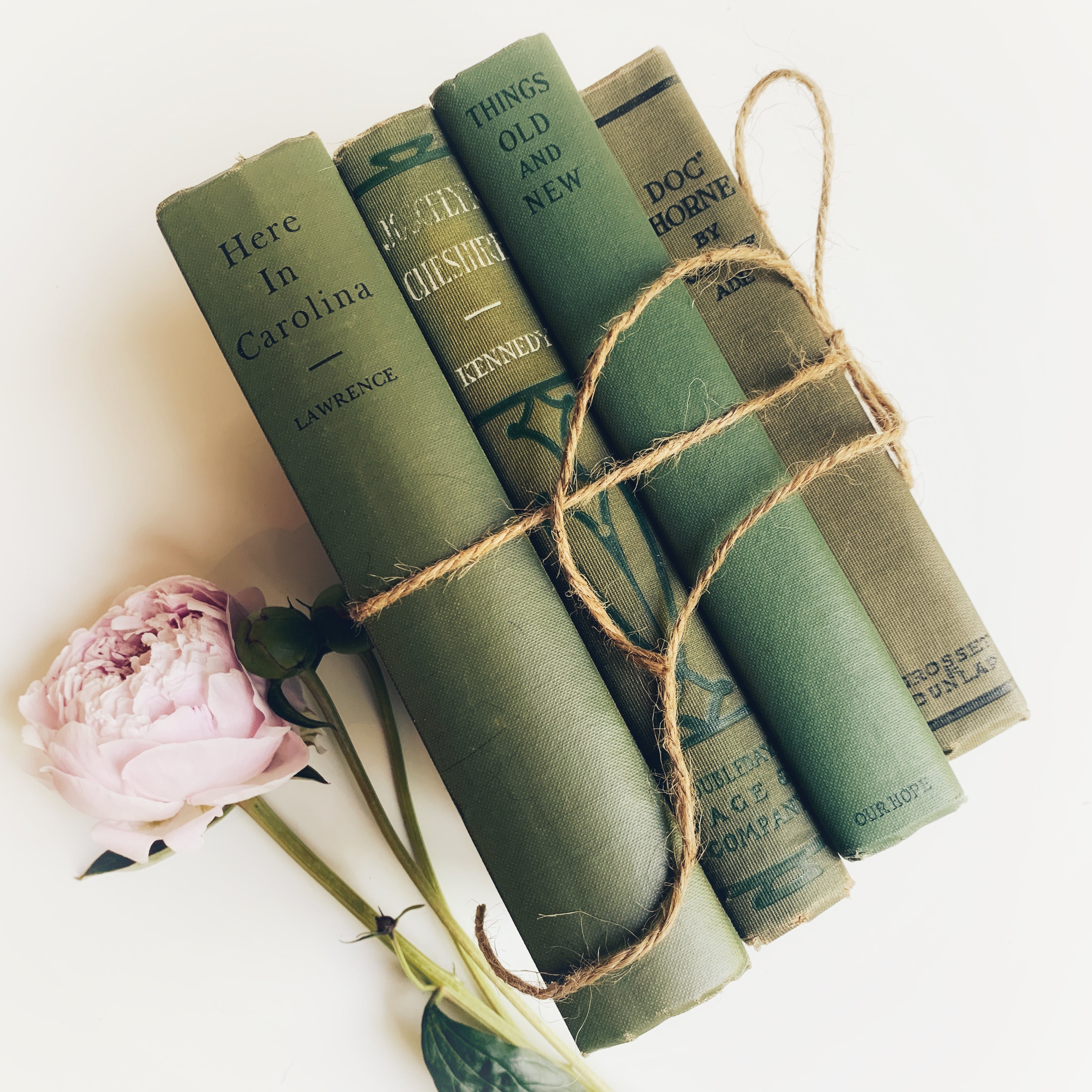Vintage Green Book Stack – Honey Bee Mill