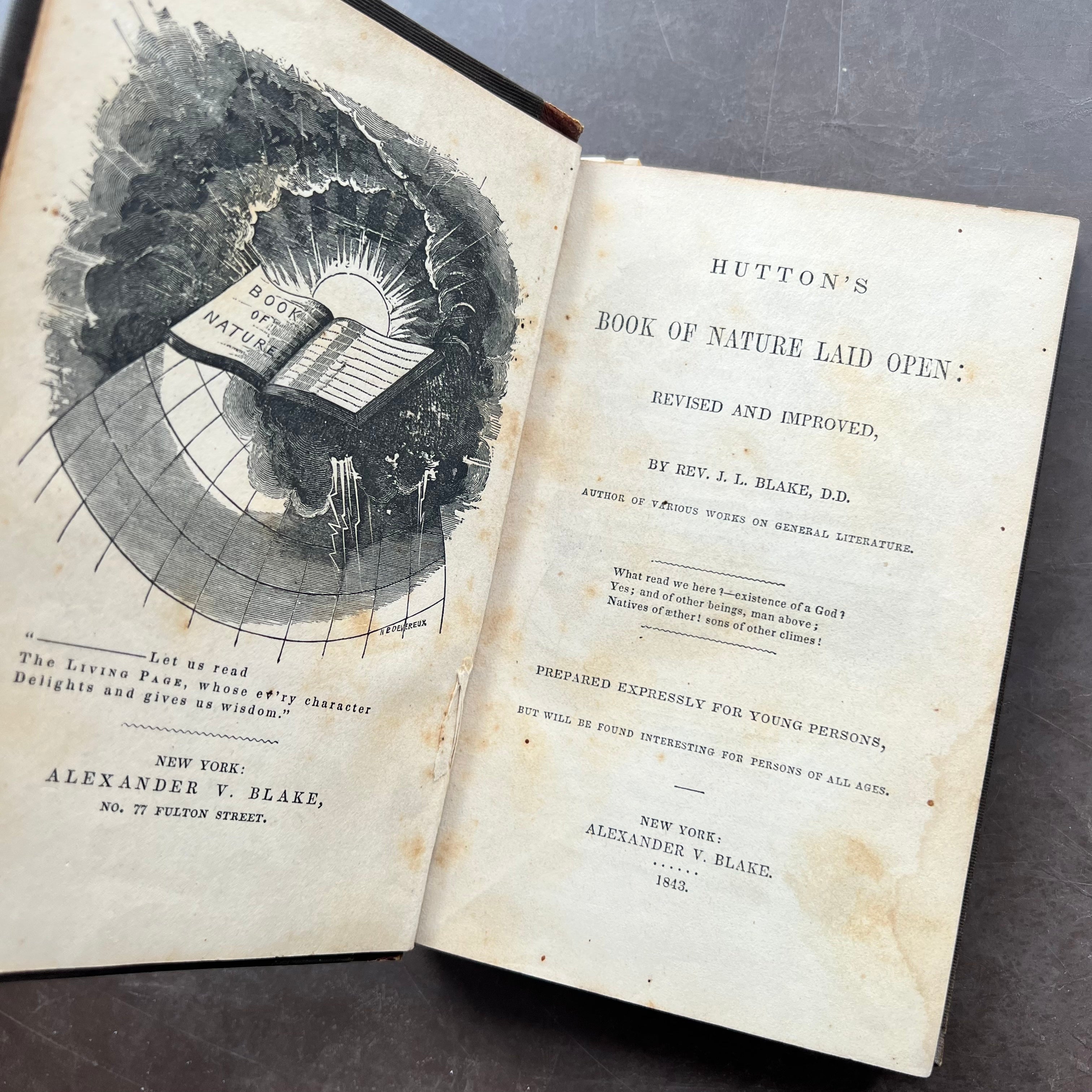 1843 - Hutton’s Book of Nature Laid Open; Revised and Improved, First ...
