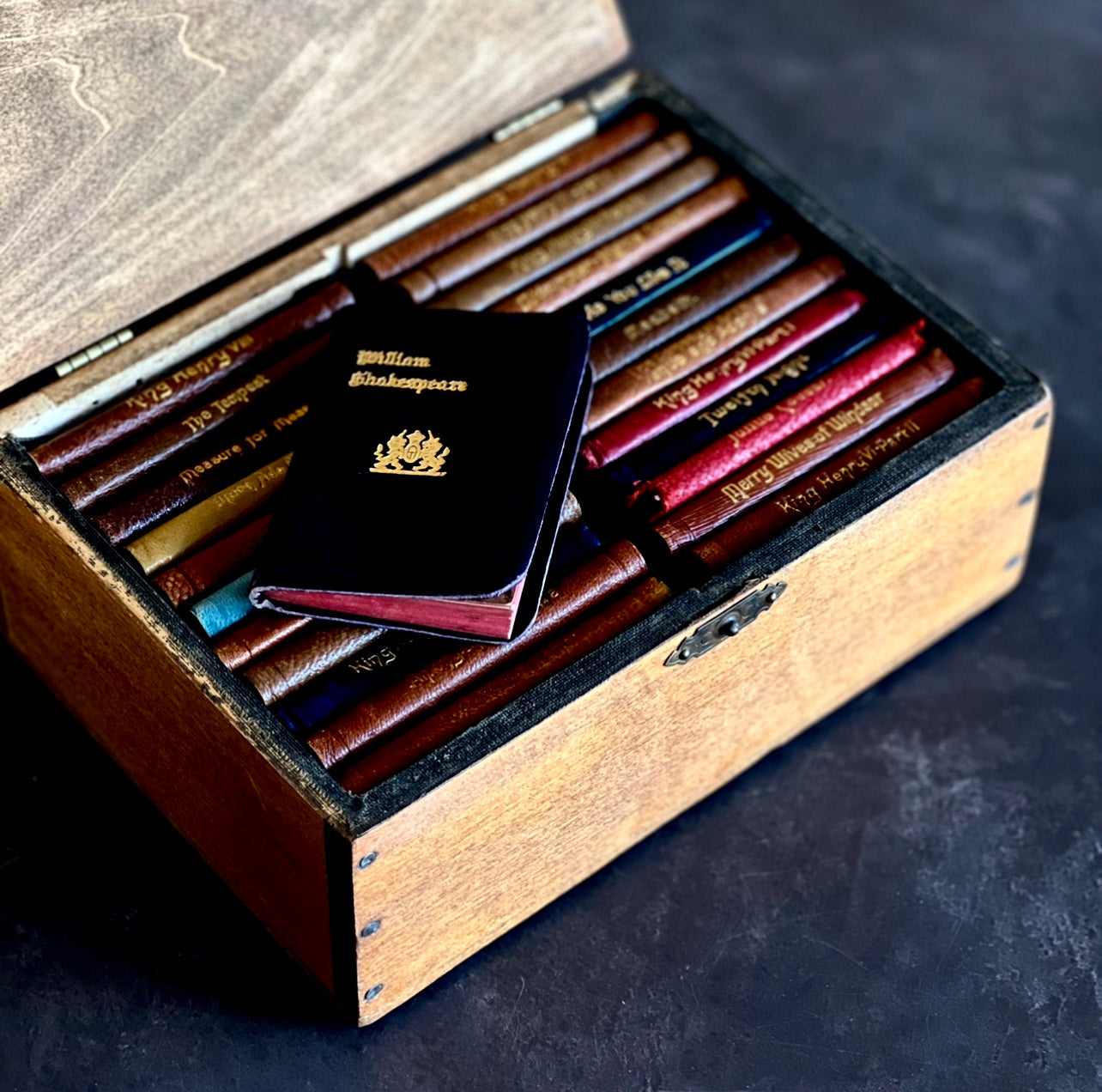 c.1910 - Miniature Book Set of Shakespeare’s Works in Wood Box – Honey ...