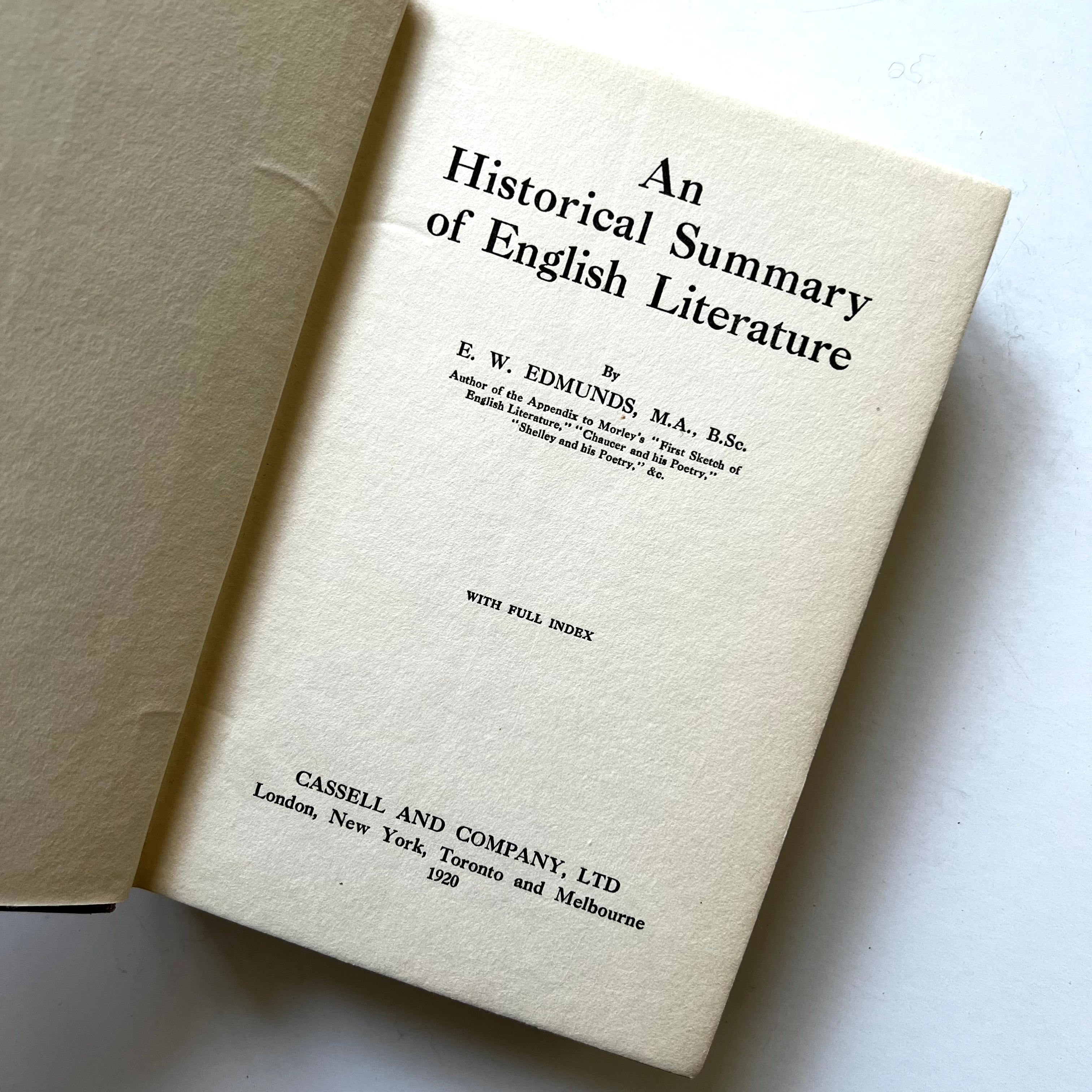 1920 - The Historical Summary of English Literature – Honey Bee Mill